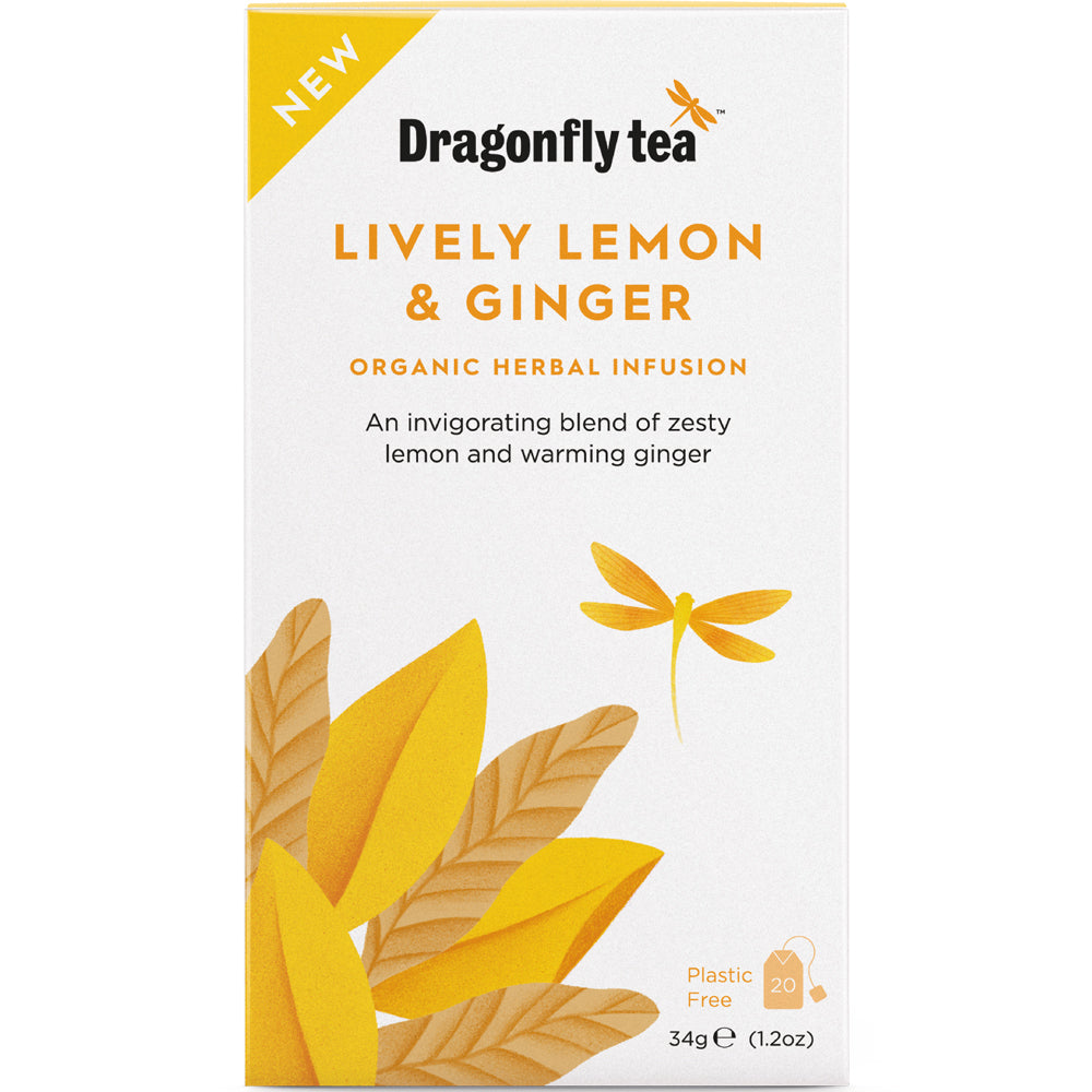 Dragonfly Tea Lively Lemon & Ginger Organic Herbal Tea 20 Bag